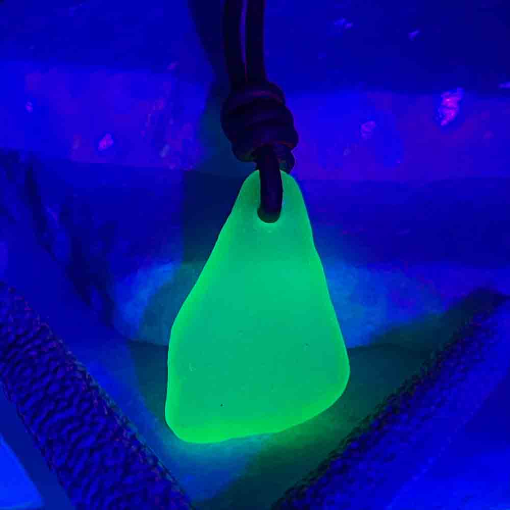 Eerie UV Sea Glass Surfside Leather Necklace | Real Sea Glass